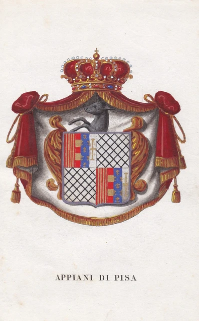 APPIANI DI PISA Wappen Stemma coat of arms blasone Stich engraving 1846 ...