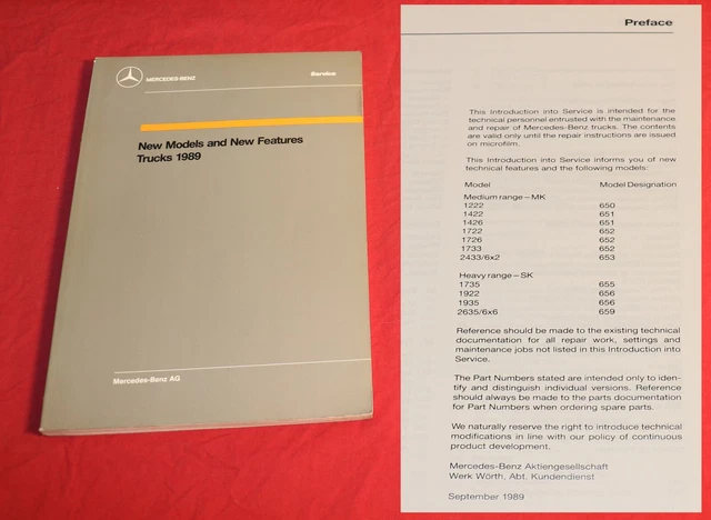 MERCEDES MK, SK Truck New Models LKW Neutypen 1989, Typen 1222 .. 1935 ...