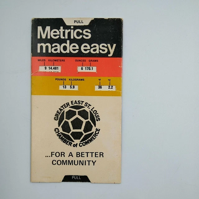 VINTAGE METRICS MADE Easy Conversion Chart - USA Made - East St. Louis ...