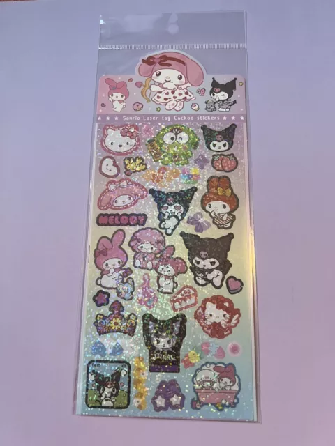 My Melody Kuromi Hello Kitty Cute Kawaii Sanrio Glitter Stickers Free