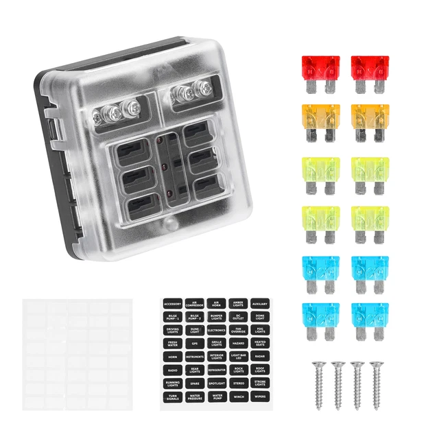 POSITIVE AND NEGATIVE Anodes Fuse Block Box Transparent Cover Fuses ...