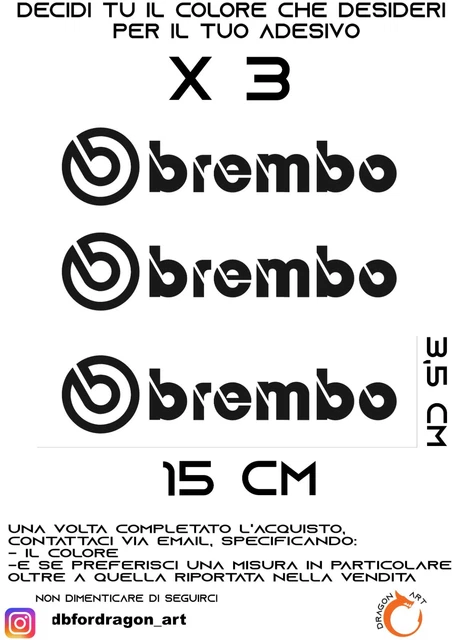 ADESIVI LOGO STICKERS BREMBO COMPATIBILI MOTO AUTO GP IMg DIMOSTRATIVA ...