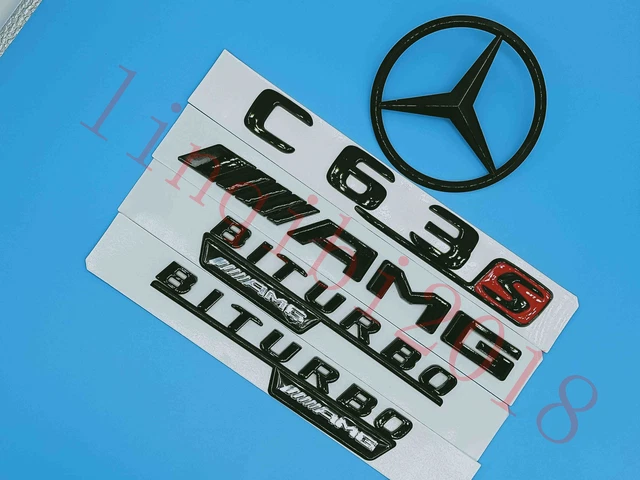 C63S GLOSS BLACK Trunk Logo Sticker Decal Emblem Badge Package for W205 ...