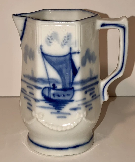 VINTAGE BLUE & White Boat German Made Pitcher/Creamer. $15.00 - PicClick