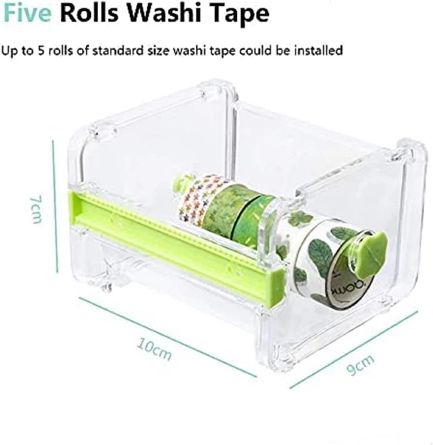 2 PACK TRANSPARENT Desktop Multi Washi Masking Tape Storage Dispenser ...
