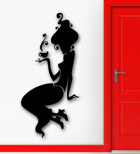 Wall Sticker Vinyl Decal Sexy Silhouette Girl Beauty Cafe Coffee Pause