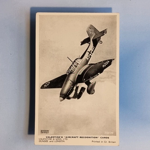 WW2 AIRCRAFT RECOGNITION Postcard C1940 Junkers JU 87s Stuka Bomber ...
