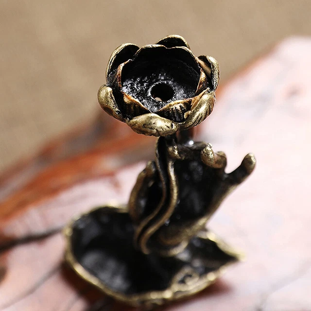 PURE COPPER BACKFLOW incense Buddha hand lotus brass incense frame ...