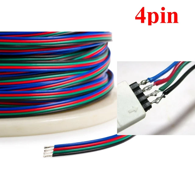 4-PIN WIRE FLEXIBLE Extension Cable for RGB Led Strip Lights 2/3/5/10 ...