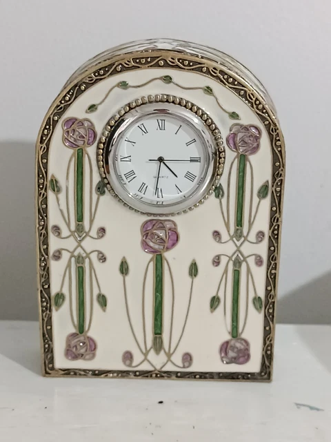 THE LEONARDO COLLECTION Macintosh Style Clock Art Nouveau Roses Lacquer ...