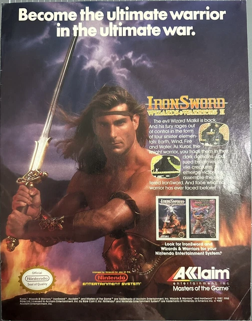 NINTENDO NES WIZARDS and Warriors 2 Iron sword Magazine Poster Insert ...