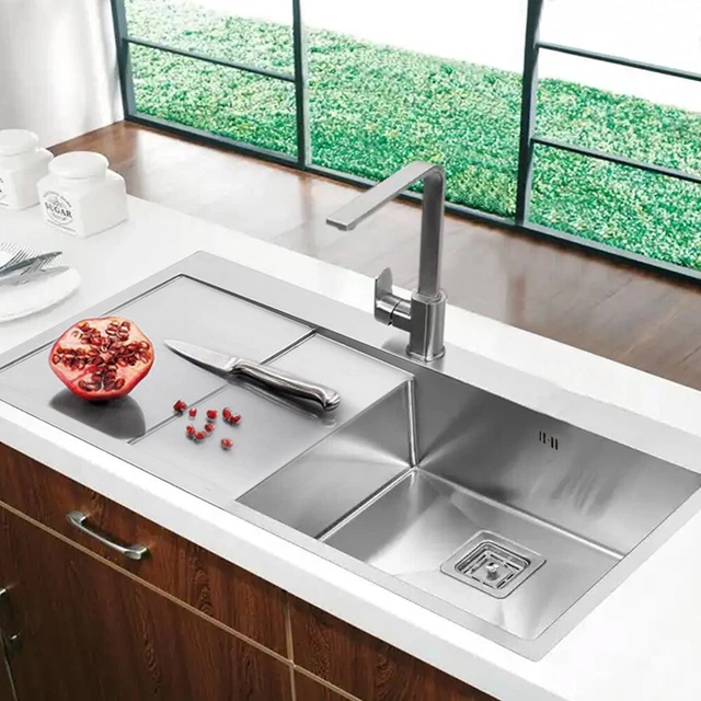 1.0 LARGE DEEP Single Bowl Square Stainless Steel Kitchen Sinks ...