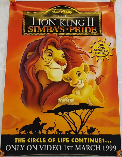 ORIGINAL THE LION King II Simba's Pride Video Shop Film Poster, 33" x ...