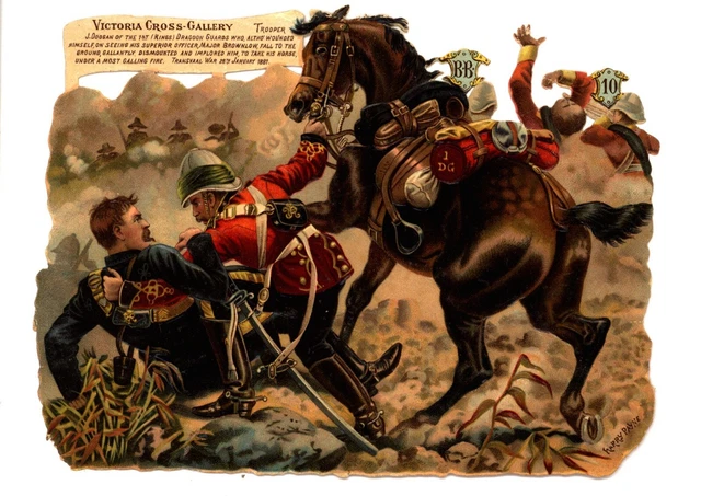 HARRY PAYNE, SOLDIERS, horses, Victoria Cross, 10, die cut paper scrap ...