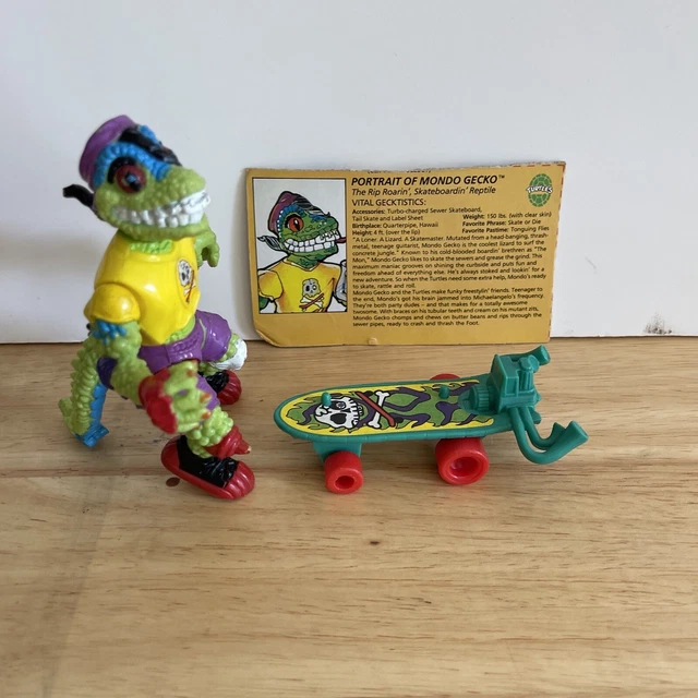 TMNT PLAYMATES MONDO Gecko Vintage Action Figure Complete with ID Card ...