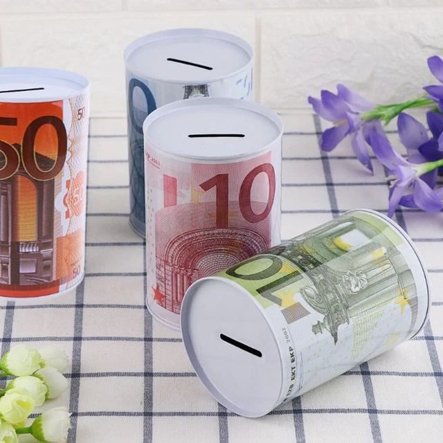 DOLLAR SHAPED TINPLATE Round Coins Cylinder Money Box Piggy Bank ...