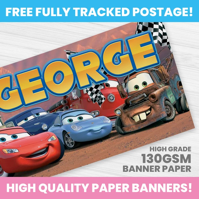 DISNEY CARS PERSONALISED Cars Birthday Cars Banner Party Decoration ...
