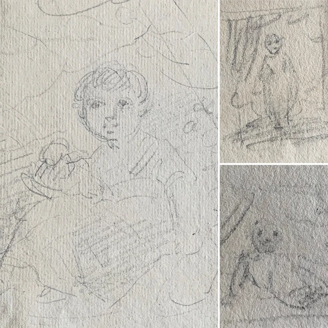 SAMUEL SHELLEY (1750-1808) - 3 drawings including young girl sat by ...