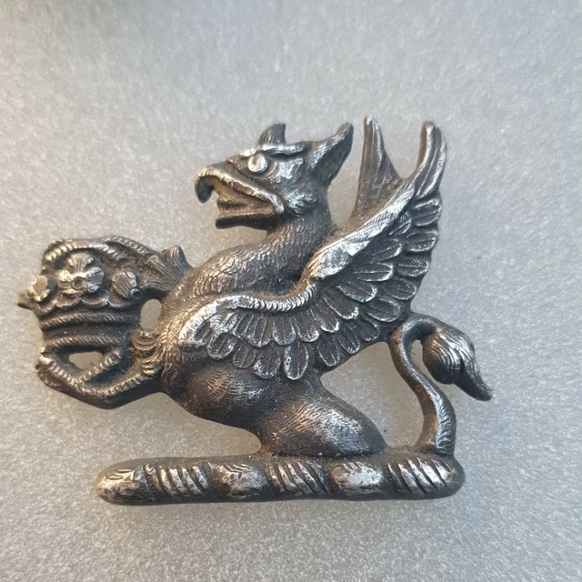 ANTIQUE HERALDIC WINGED Griffin Crown Livery Button/Pilgrim Badge ...