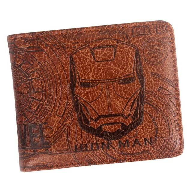 COMICS IRON MAN Bifold Wallet Id Window Card Slot Zip Coin Pocket Purse ...