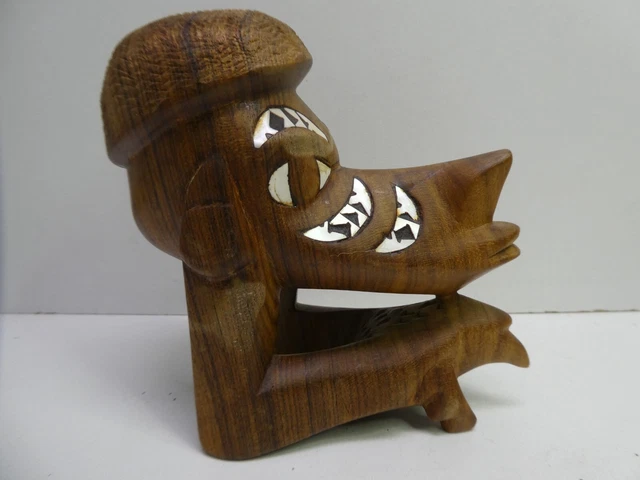 SOLOMON ISLANDS CANOE Prow Head Nguzu-Nguzu Inlaid Mother Of Pearl ...