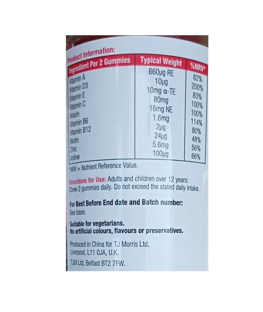 2 X ADULT Multivitamin Mixed Berry Flavour Gummies-120 Gummies/Two-a ...