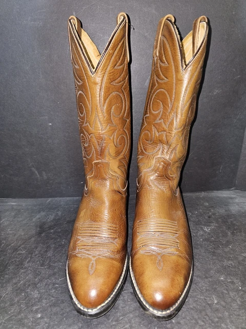 VINTAGE ACME DINGO Cowboy Western Boots Cognac Leather Pointed Toe Mens ...