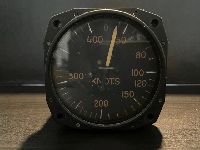 AIRCRAFT INDICATOR AIRSPEED Pitot Static 4-400 Knots AN5861W2 US Gauge ...