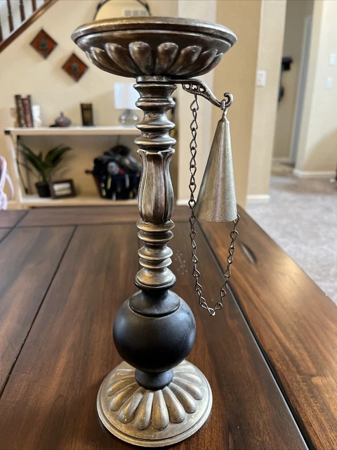 PORTE-BOUGIE VINTAGE DILLY noir et platine avec chaîne de tabac à ...