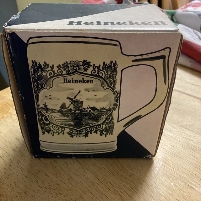 BLUE DELFT HEINEKEN Holland Dutch Windmill Beer Stein Mug Vintage Hand ...
