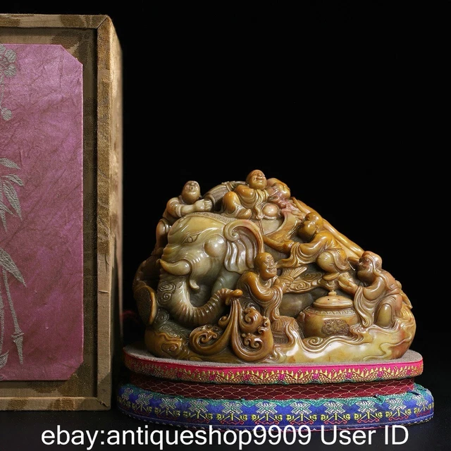 9.2 &SCULPTURE DE l'éléphant Rohan en pierre de sushan, ancien empereur ...