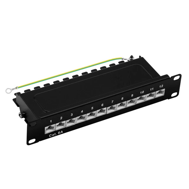 10 & PATCHPANEL Cat.6A 500MHz 12-Port 1HE RJ45 Protégé Noir 10GB ...