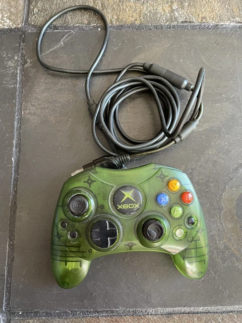 ORIGINAL XBOX CONTROLLER Wired Halo Green S-Type Genuine w/ Breakaway ...