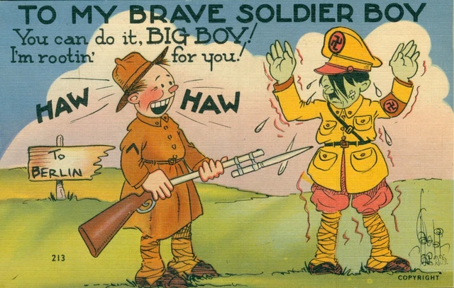 GUERRE 39-45 WW2 Propagande caricature satire anti Hitler brave soldier ...