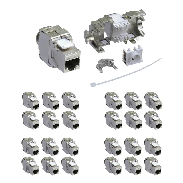 24X MODULO JACK Keystone Cat.6a RJ45 STP adattatore di rete senza ...