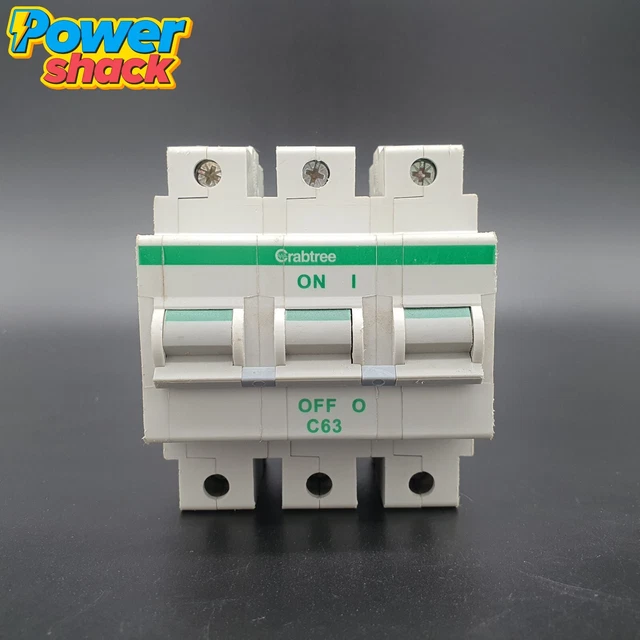 CRABTREE POLESTAR 63 Amp MCB Type C 63A Triple Pole 3 Phase Breaker 63C/63 £125.99 - PicClick UK