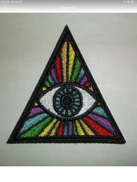 PYRAMID EYEBALL EVIL Eye Of Providence Embroidered Triangle Iron On ...