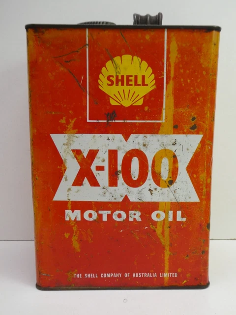 VINTAGE SHELL X 100 1 Gallon Petrol Tin Garage Service Station $49.00 ...