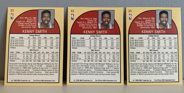 KENNY THE JET Smith Lot Of 3 1990-91 NBA Hoops Hawks #33. TNT Free ...
