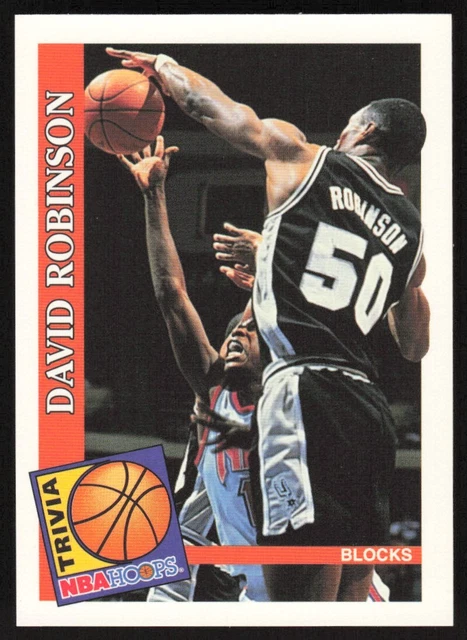 1993-94 NBA HOOPS Blocks Trivia David Robinson #481 San Antonio Spurs ...