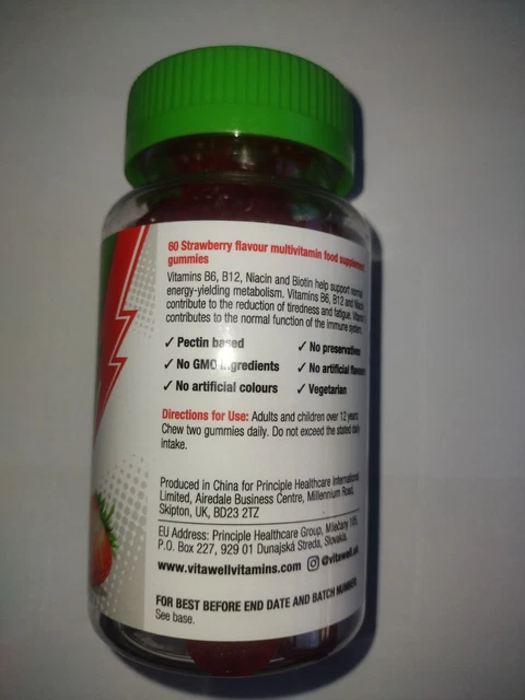 BEST STRONGEST Adult Energy Gummie X 60 Strawberry Flavour Vegetarian ...