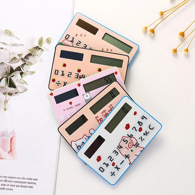 MINI CARD SIZE Calculator Ultra-thin Cute Cartoon Solar Powered ...