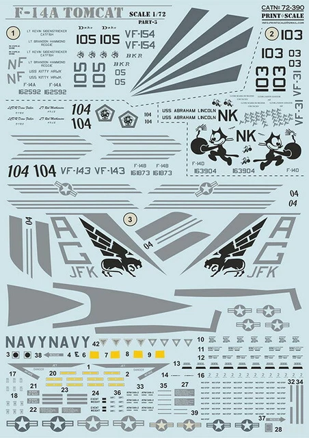 PRINT SCALE DECALS for 1/72 Grumman F-14 A Tomcat Part 3 $18.95 ...