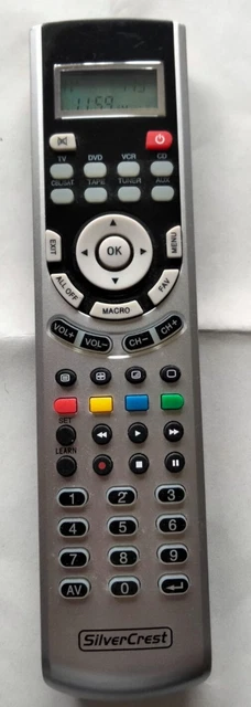 SILVERCREST RCH7S52 UNIVERSAL 8in1 REMOTE TV DVD SAT VCR CD AUX TAPE ...