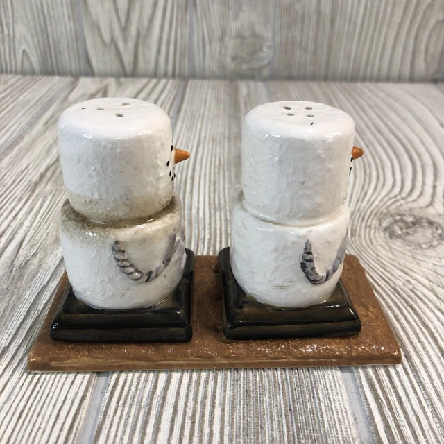 ORIGINAL S’MORES SALT & Pepper Shakers Marshmallow Snowmen Midwest ...