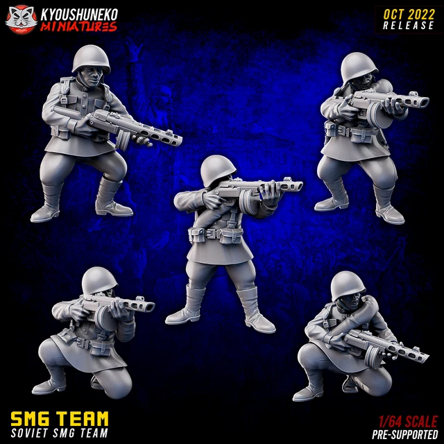 SOVIET ARMY SUB Machine Gun Team, Sci-fi Wargames WW2 Russian Solder ...