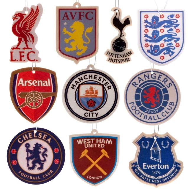 FOOTBALL AIR FRESHENER Badge Crest Car Mirror Hanging Team Club FC Club ...
