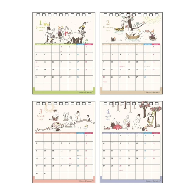CALENDARIO DA SCRIVANIA Moomin 2026 Sun-Star 4,13 x 5,9 x 2,95 pollici ...