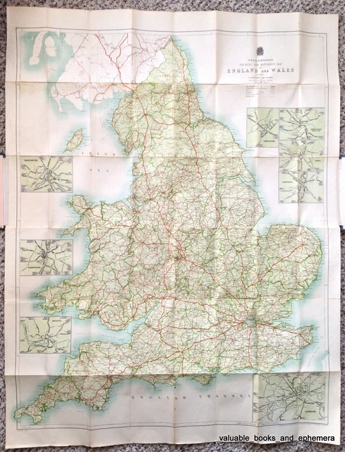 1920S ENGLAND MOTOR Tour Map Wales Great Britain Driving Car Cars Auto ...