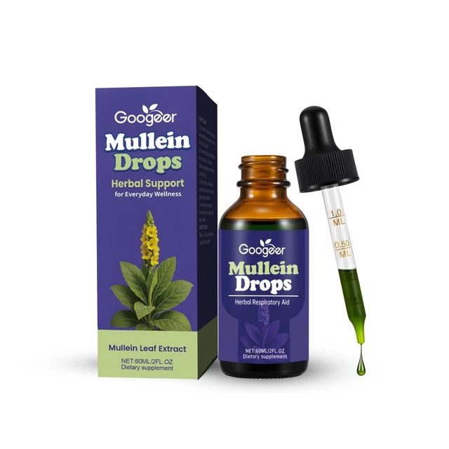 MULLEIN LEAF EXTRACT Drops Lung Cleanse Respiratory Herbal Drop Health ...
